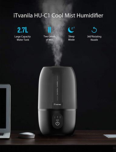Humidifiers, iTvanila Cool Mist Humidifier, 2.7L/0.7Gal for Large ...
