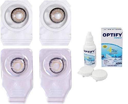 Buy Optify Combo Pack Monthly Color Contact Lens (Zero Power,Grey-Light ...
