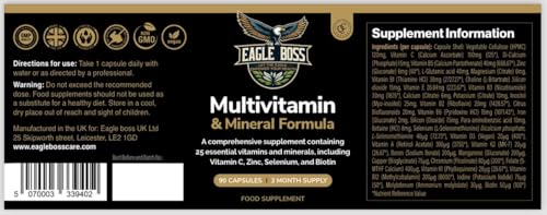 Eagle Boss Multivitamin and Mineral Formula, UK-Made, 90 Capsules, 3 ...