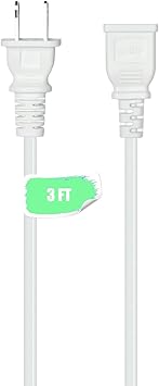 Amazon.com: Jplenty Short Extension Cord 3 Foot 2 Prong White Extension ...
