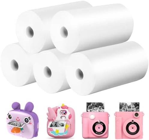 5 Rolls Kids Camera Print Paper Refill, Kids Instant Print Camera Photo ...