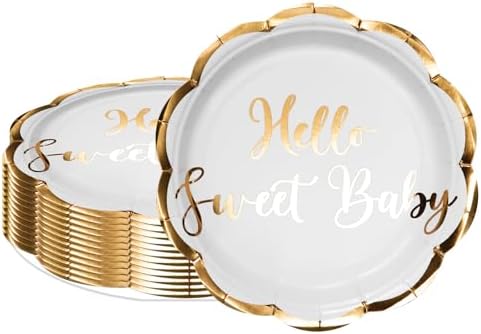 Amazon.com: Sparkle and Bash 48 Pack of 9-Inch Hello Sweet Baby Paper ...