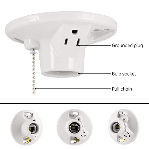 Snapklik.com : Medium Base 2 Pack, Pull Chain, 3 Prong Outlet, Mount On ...