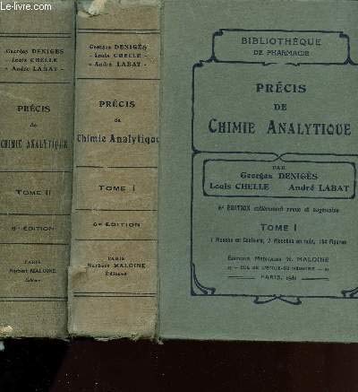 PRECIS DE CHIMIE ANALYTIQUE - TOMES I ET II.: Amazon.co.uk: DENIGES ...