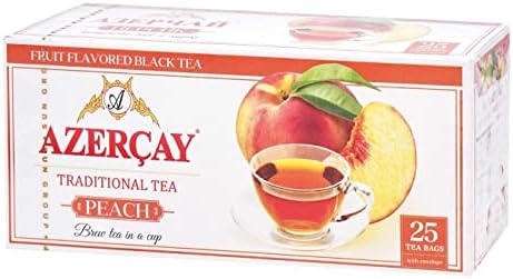 Amazon.com : Azercay Black Tea with PEACH 25 Tea Bags Made in ...