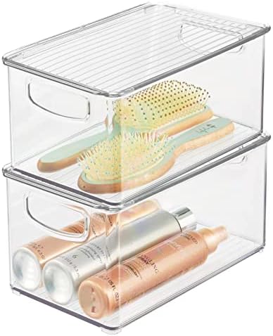 Amazon.com: mDesign Plastic Bathroom Storage Organizer Box with Hinge ...