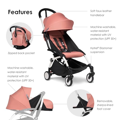 BABYZEN YOYO Foldable Stroller - Includes Newborn Pack (Ginger), White ...
