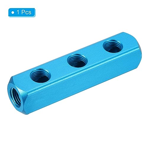 PATIKIL 3 Way 6 Port Air Manifold, G1/4 Inch Aluminum Air Hose Inline ...