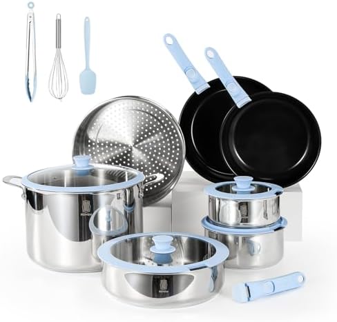 Amazon.com: Magma 10 Piece Gourmet Nesting Stainless Steel Cookware Set ...