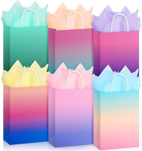 Amazon.com: Pajean 24 Pack Ombre Gift Bags with Tissues Paper Gradient ...