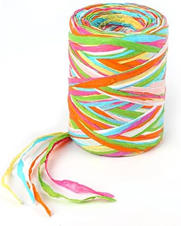 Amazon.com: 3 Rolls Colored Paper String Raffia Ribbon, 80 M/262 Feet ...