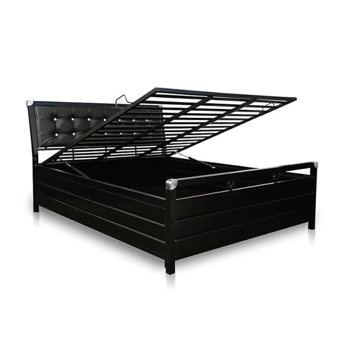 Royal Interiors Torrik Metal Single Bed with Storage and Foam Mattress ...