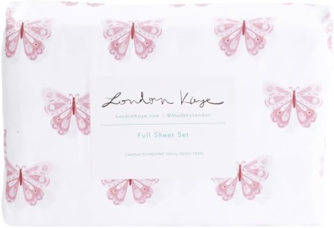Amazon.com: London Kaye Sheet Set - Pink Butterflies (Pink Butterflies ...