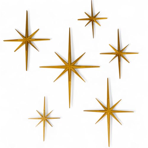 Amazon.com: Elongated Mid Century Modern Starburst Wall Decor Set of 6 ...