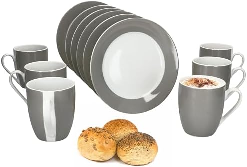 MamboCat Weihnachtstraum 12tlg Frühstücksset I Je 6x kleine Frühstücksteller & Kaffeebecher ...