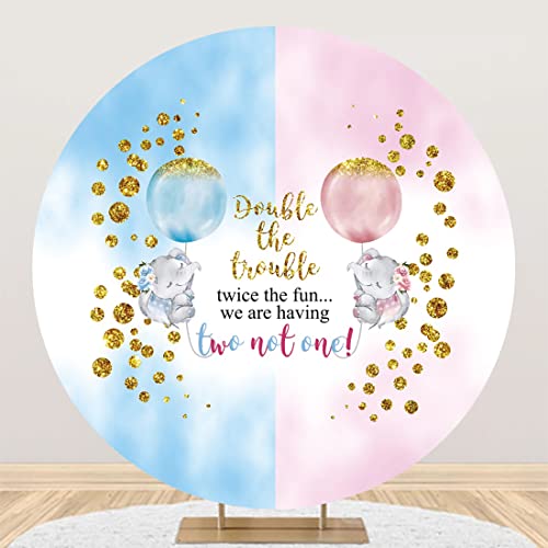 Renaiss 5ft Polyester Round Backdrop Twins Baby Shower Photography ...