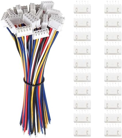 Lyeteung 20 Sets Mini Micro JST 2.0 PH 5 Pin Connector Plug Male with 150mm 22AWG Cable & Female ...