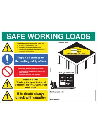 Warehouse Labelling and Marking - SWL mezzanine floor sign 5mm foamex ...