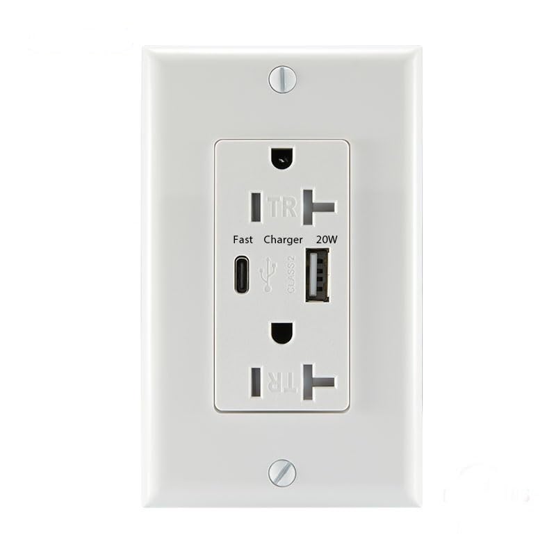 USB C Charger Wall Outlet, 20W Fast Charging USB A & USB C Port Wall ...