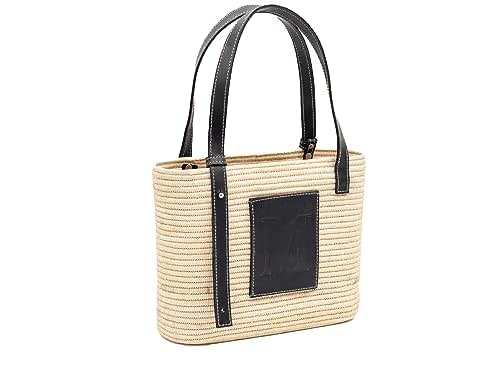 Amazon.com: FRENCH BASKET luxury raffia bag with leather handles, beach ...