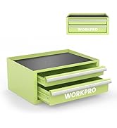 WORKPRO Mini Metal Tool Box with 2 Drawers and Top Storage, Small Tool ...