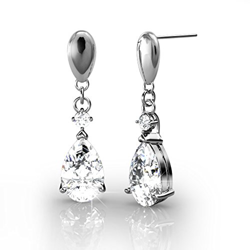 Cate & Chloe Zoey Playful 18k White Gold Plated Teardrop Earrings with ...