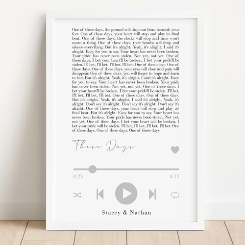 Personalised Song Lyrics Print - Wedding, Anniversary Gifts - A5, A4 ...