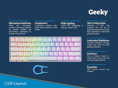 Snapklik.com : Geeky GK61 SE 60%Mechanical Gaming Keyboard61 Keys Multi ...