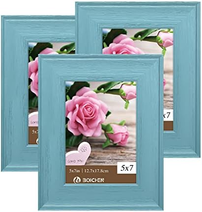 Amazon.com: BOICHEN Picture Frames 5x7 in Blue - Rustic Distressed ...