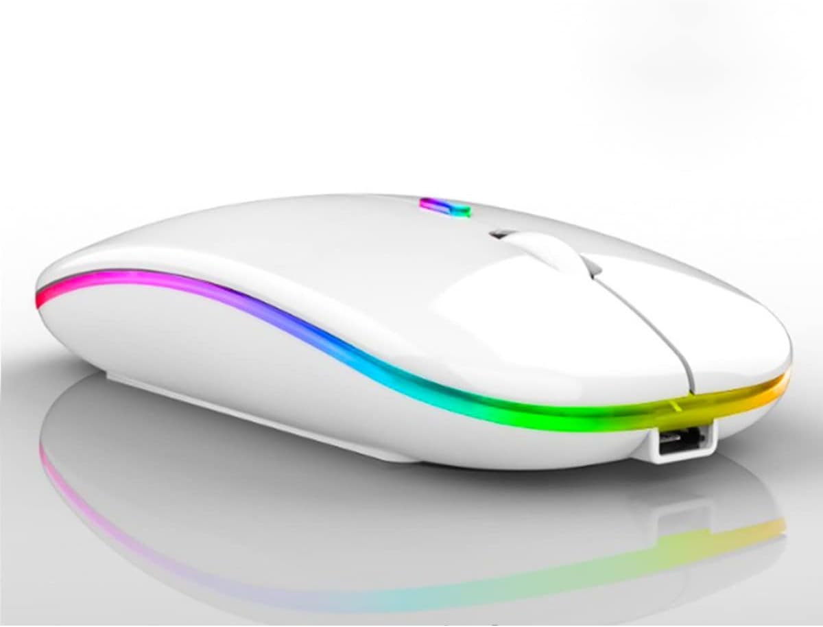 Mouse Sem Fio com Bluetooth Recarregável Óptico Wireless Silencioso Led Rgb Colorido Ergonômico ...