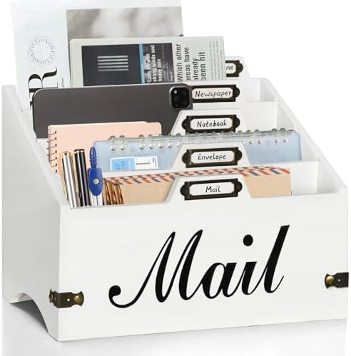 Amazon.com : VOOTTOU Wood Mail Organizer Countertop, Desktop Mail ...
