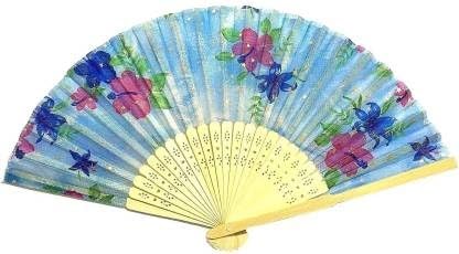 Buy AUM Colorful Floral Pattern Hand Held Foldable Bamboo Japanese Silk ...