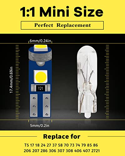 Snapklik.com : T5 LED Bulbs, White 74 LED Bulb, 2721 LED Bulb For 73 37 ...