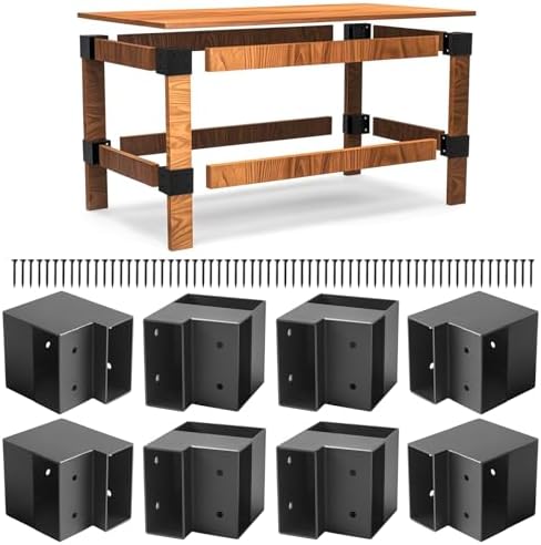 8 Pcs Corner Brackets, Heavy Duty Workbench Bracket Kit, Steel 3-Way ...