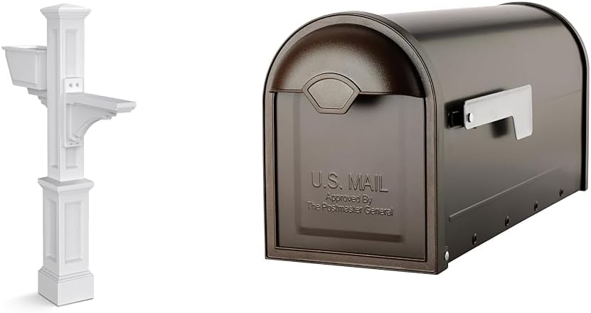 Amazon.com: Mayne White Polymer Mailbox Post with Winston Post Mount ...