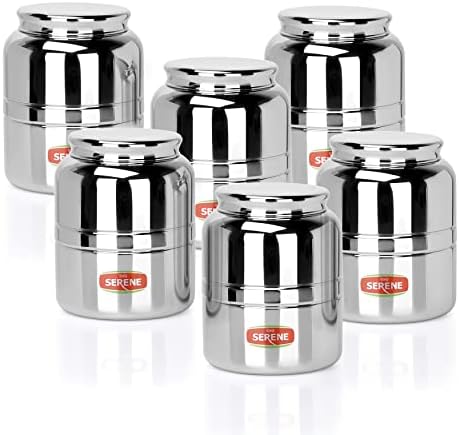 Serene Stainless Steel 6PC Multipurpose Storage Kitchen Canister|Unique ...