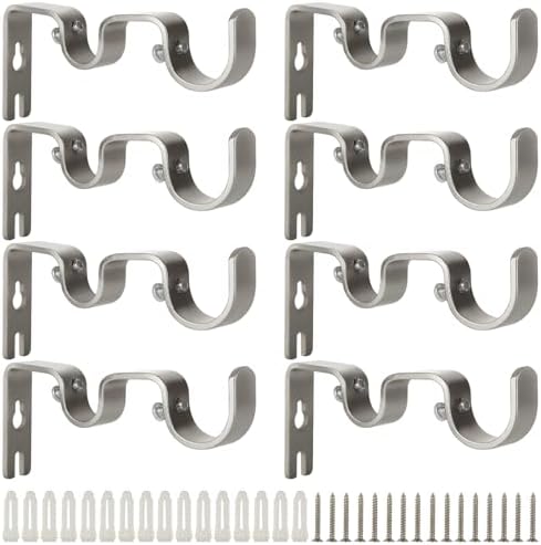 Amazon.com: LOYORTY 8PCS Heavy Duty Double Curtain Rod Brackets, Wall ...