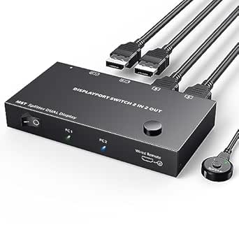 DP Switch Splitter 2 in 2 Out, MST SST DisplayPort Splitter for 2 ...