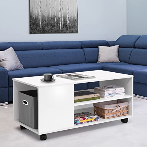 ABOUT SPACE Coffee Table with Storage - Portable Wooden Center Table ...