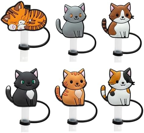 Amazon.com: 6PCS Cute Cat Straw Cover Cap for Stanley Cup 30&40 Oz ...