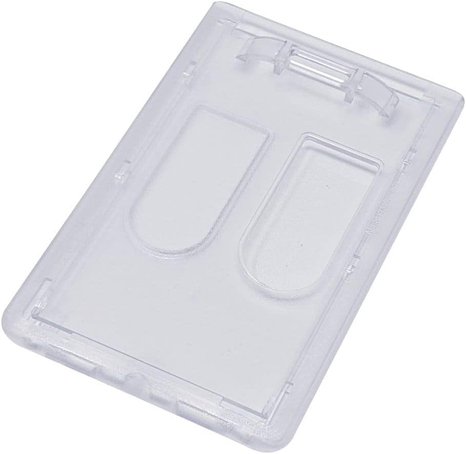 Amazon | Specialist ID 高耐久 両面バッジホルダー カード2枚収納 ポリカーボネート製 縦型 丈夫な硬質透明プラスチック ...