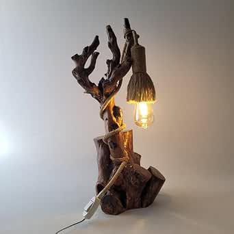 Buy Dazzle Wood RusticUnique Wooden Night Table Lamp with Down-Facing ...