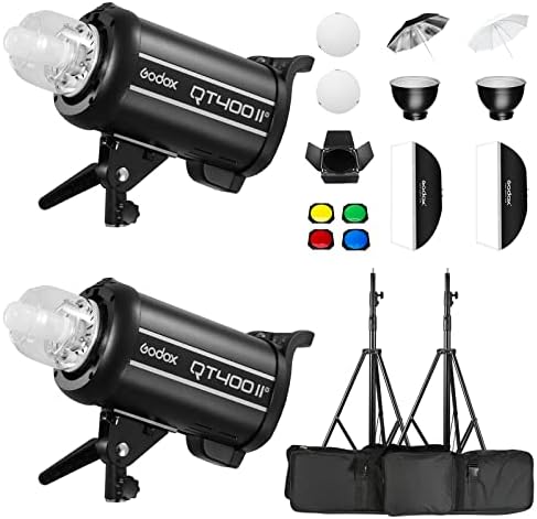 Amazon.com : Godox QT400IIM Studio Strobe Monolight Kit,2 Pack 800W ...