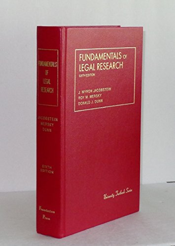 Fundamentals of Legal Research (University Textbook Series): Jacobstein ...