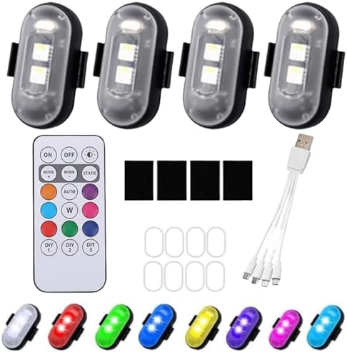 4PCS Rechargeable Remote Control Car LED Ambient Strobe Lights ...