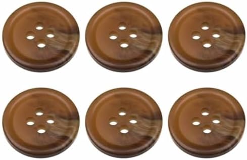6 Pack Brown 20mm Round Faux Horn Plastic Buttons with 4 Holes – Ideal ...
