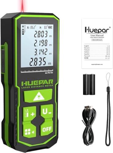 Huepar 100M Laser Measure, S100 Laser Distance Meter 328ft, Portable ...