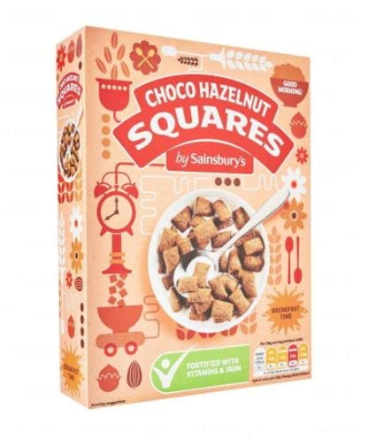 Amazon.com: Sainsbury's Choco Hazelnut Squares Cereal 375g - Crispy ...