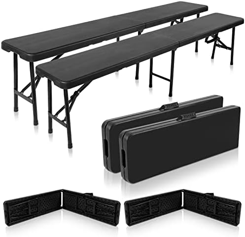 Amazon.com: 2 Pcs Black Folding Bench Plastic Folding Portable Bench ...