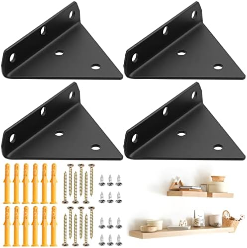 JJYHEHOT 4 Pcs Triangle Shelf Brackets, Heavy Duty Floating Shelf ...